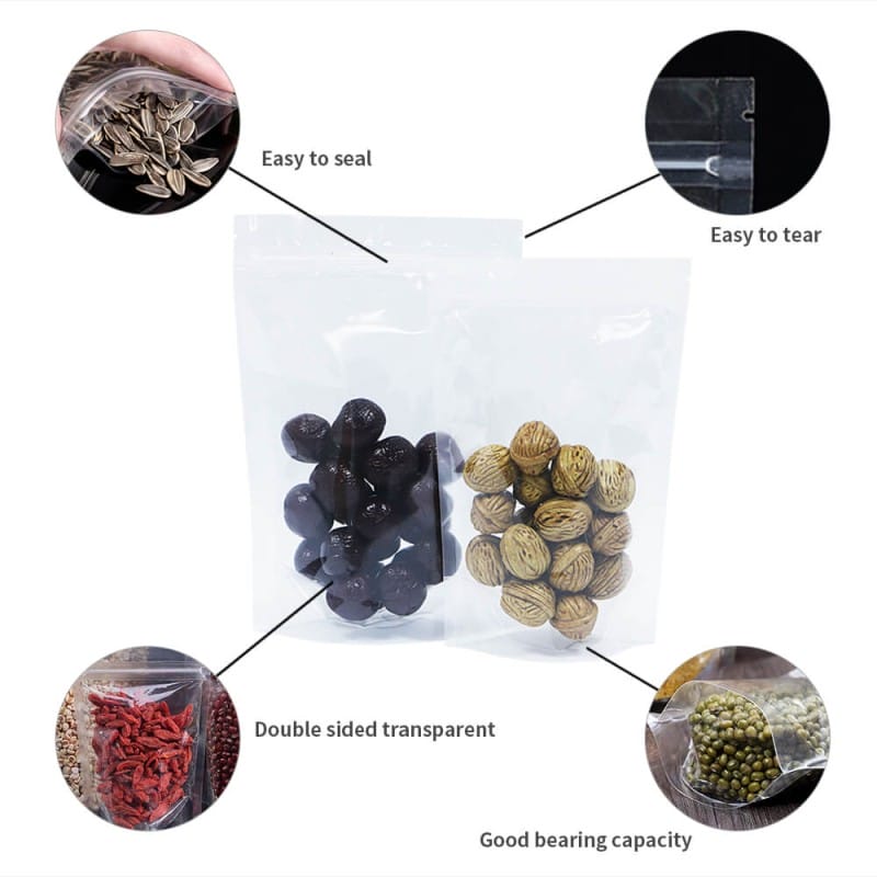 OM-010 Glossy Transparent Stand Up Pouch - Ouma Flexible Packaging