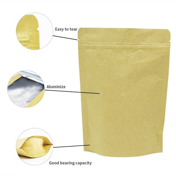 OM-002 Kraft Stand-up Pouch W/ Alu Foil - Ouma Flexible Packaging
