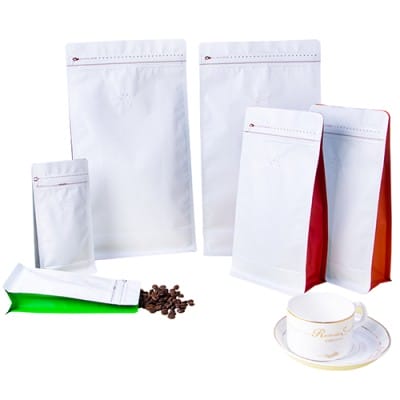 OM-025B Stock Colored Flat Bottom Coffee Pouches - Ouma Flexible Packaging
